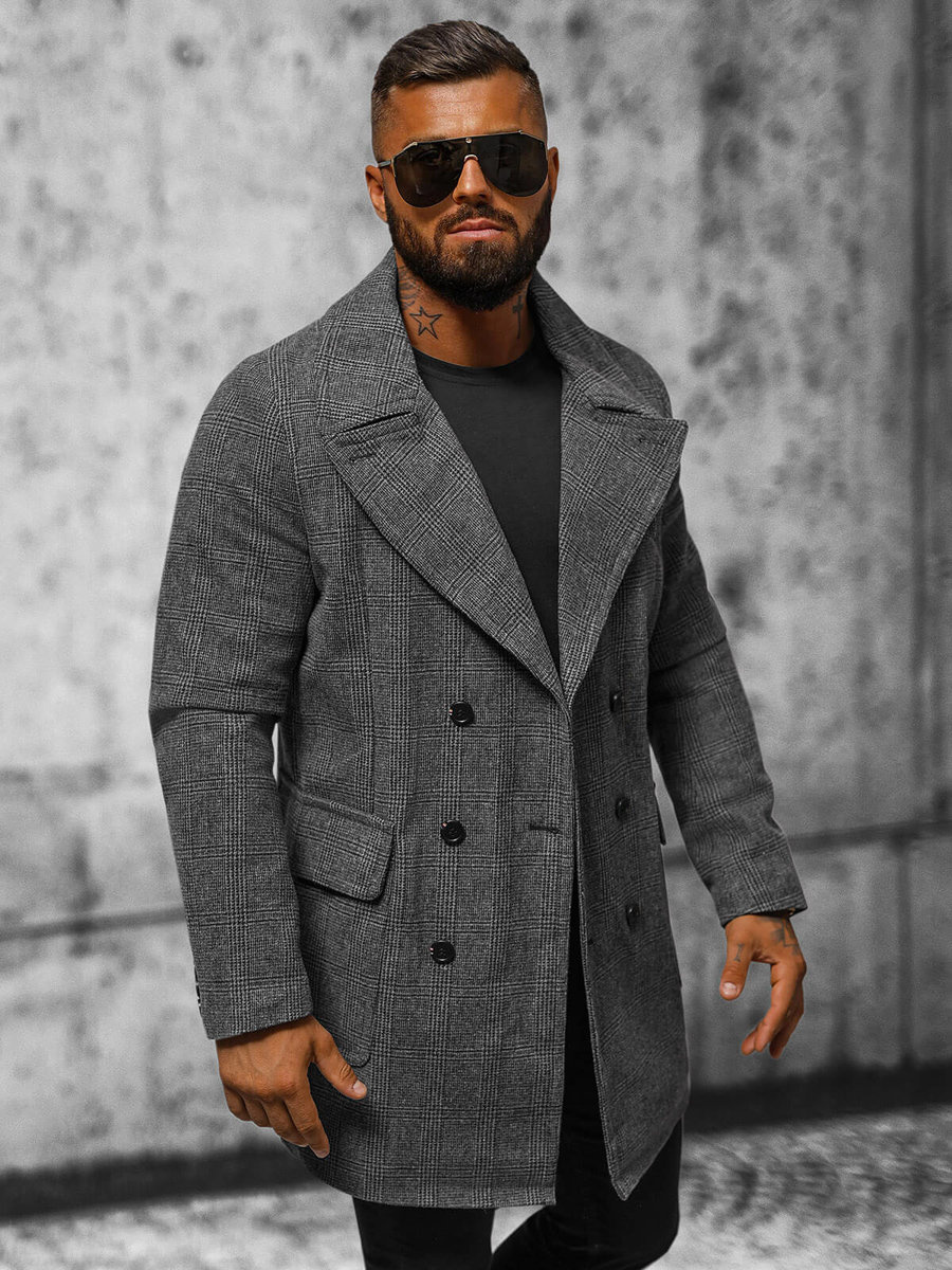 Pánsky kabát grafitový OZONEE JS/JP1191Z | OZONEE.SK