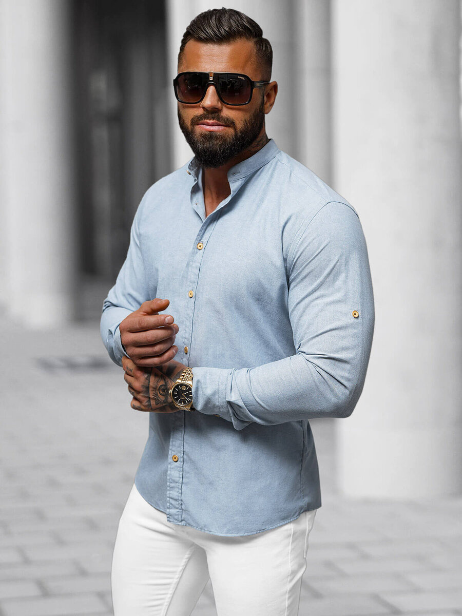 Pánska Košeľa Svetlo Modrá OZONEE O/V89 | OZONEE.SK