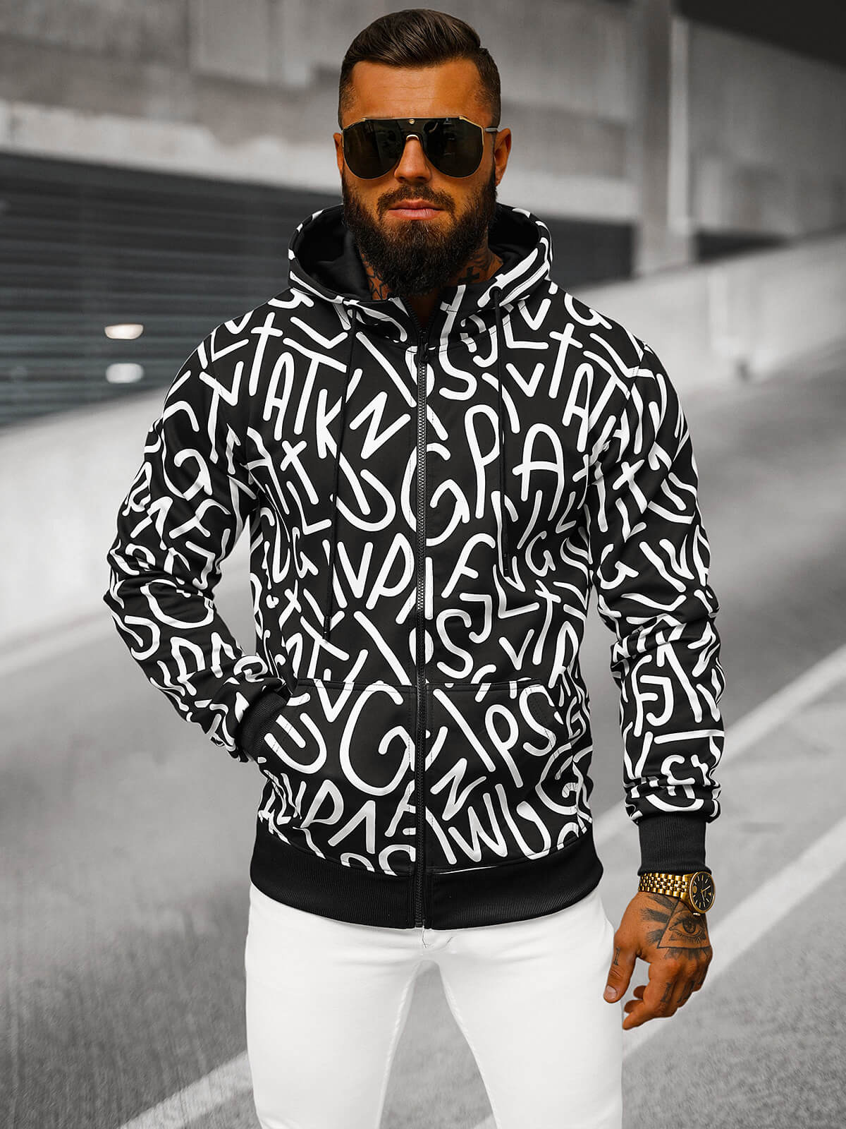 Pánska Mikina Čierna OZONEE JS/8B1173/3 | OZONEE.SK